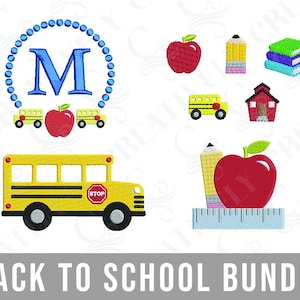 School Back to School Embroidery Design Bundle, School Embroidery File ...