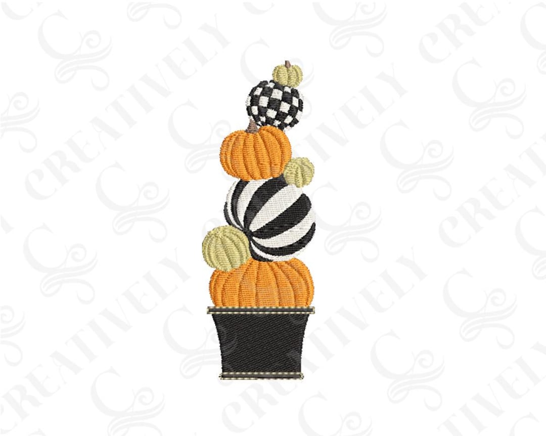 Pumpkin Topiary Fall Halloween Embroidery Design, Fall Machine ...