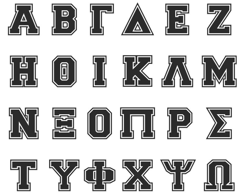 Greek Letters SVG PNG DXF Eps Pdf Files, Complete Greek Alphabet, Cut ...