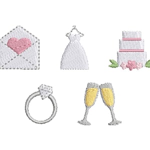Wedding Bride Mini Machine Embroidery Design Bundle, 5 Mini Designs ...