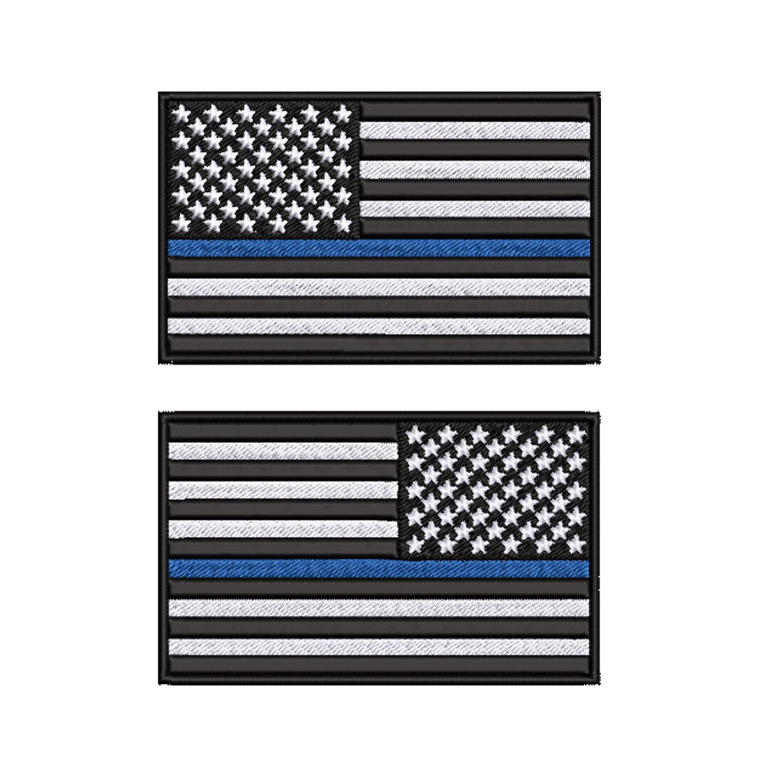 Thin Blue Line American Flag Embroidery File Download, Reversed Flag, 3 ...