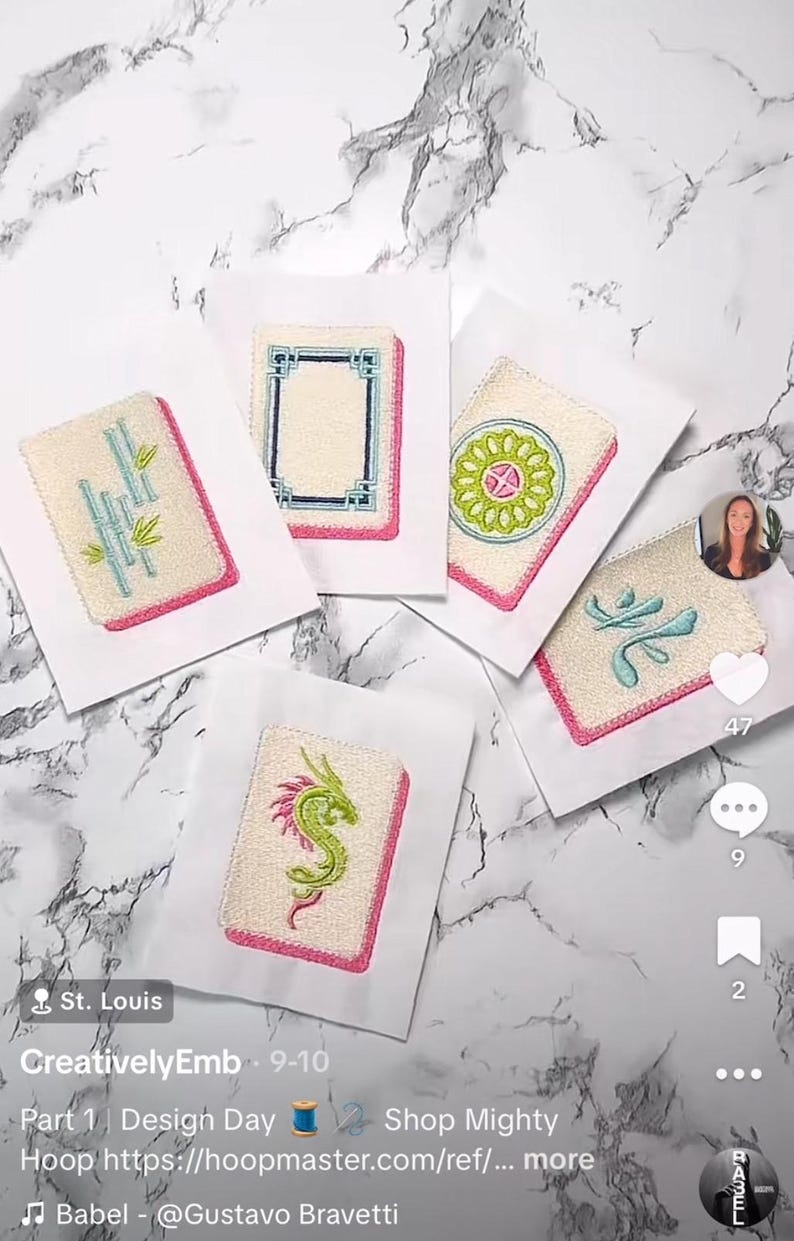 Mahjong Tiles Machine Embroidery Design Bundle, 5 Designs, Bam, Crack ...