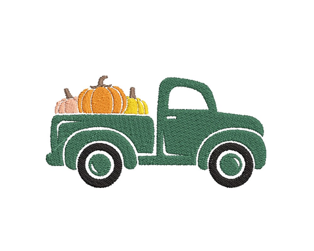 Pumpkin Truck Fall Embroidery Design, Halloween Machine Embroidery ...