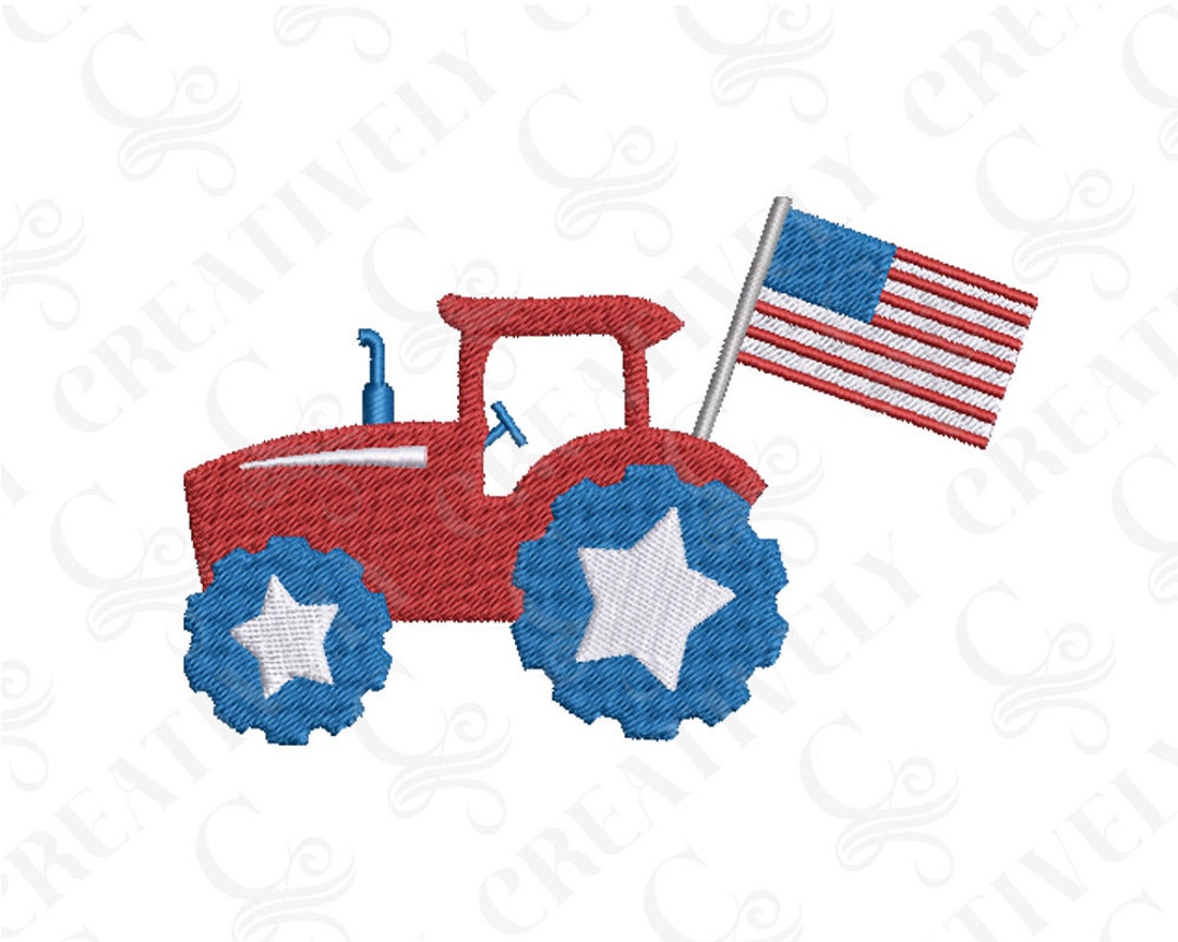 Patriotic USA Tractor Farm Embroidery File Download, 4 Sizes, American ...