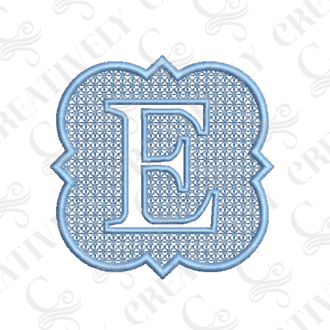 Embossed Letter E Machine Embroidery Monogram, Monogram for Towels ...