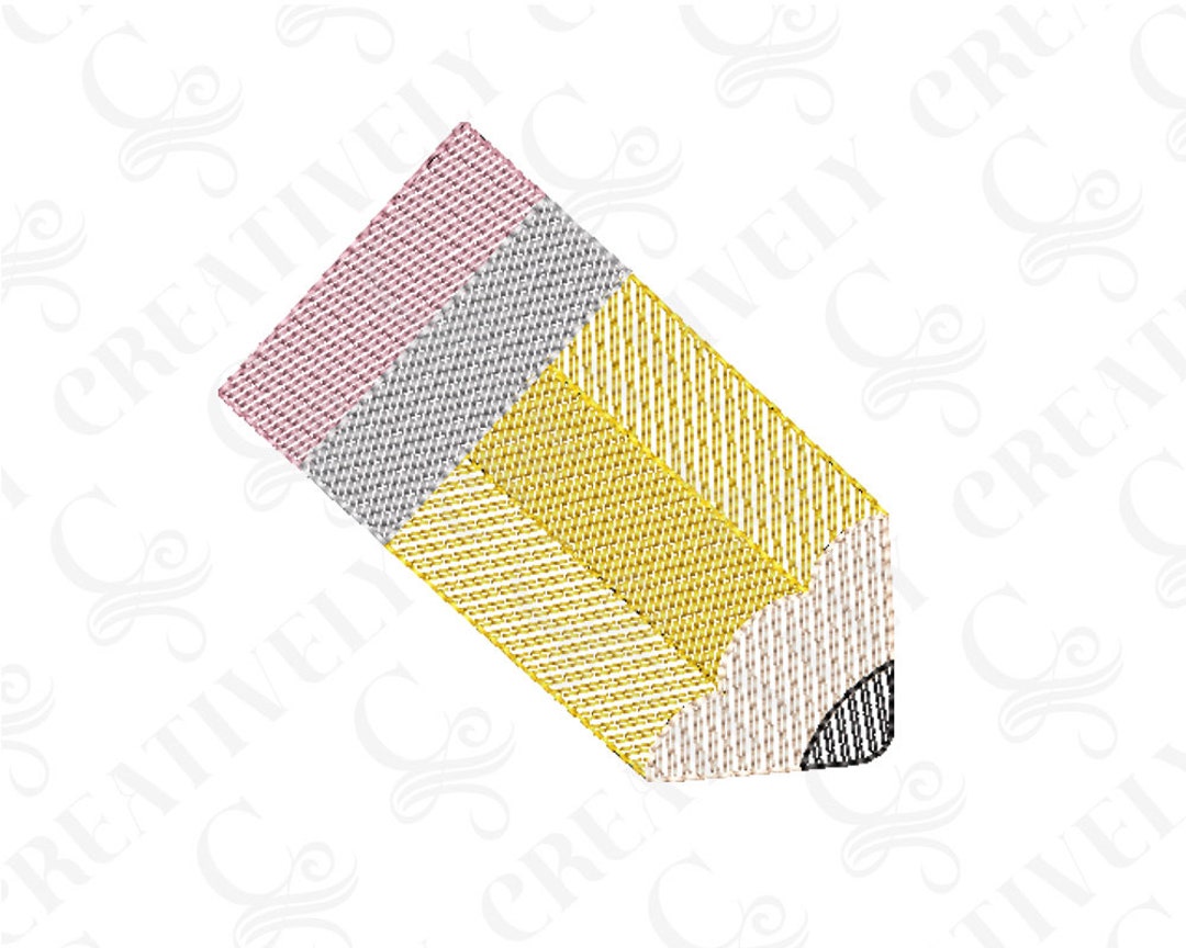 Pencil Back to School Embroidery Design, Pencil Sketch Embroidery File ...