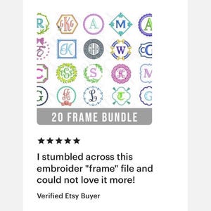 Embroidery Monogram Frame Bundle, 20 Monogram Frame Bundle, Embroidery File Download, Over 60 ...
