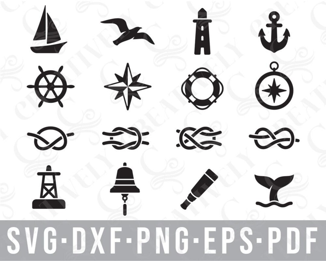 Nautical Icons SVG Bundle, Svg Png Dxf Eps Pdf Files, Nautical Cut ...
