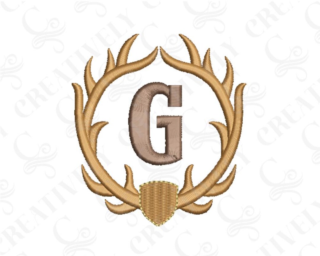 Deer Buck Antler Monogram Embroidery Frame Design, Elk Antler ...