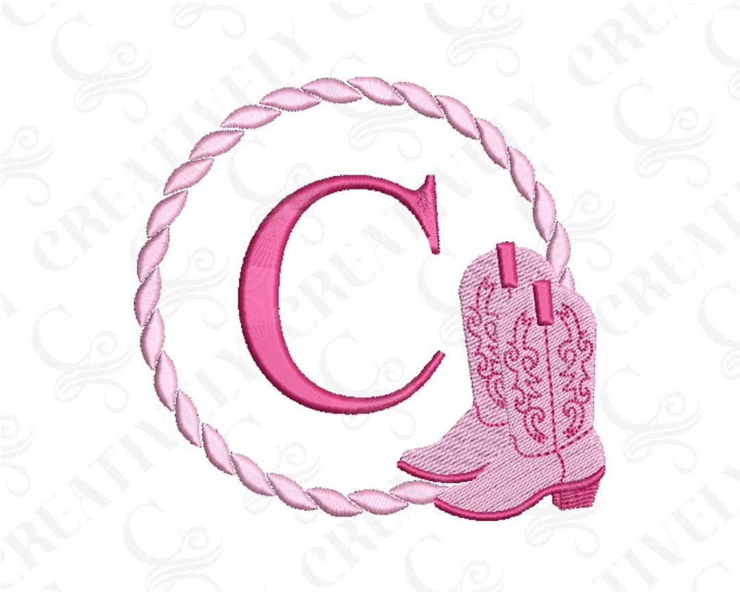 Western Cowgirl Lasso Monogram Frame Embroidery Design, Western ...