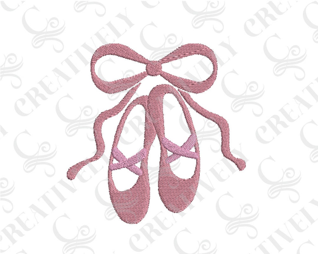 Ballet Shoe Machine Embroidery Design, Ballet Embroidery, Pointe Shoes ...