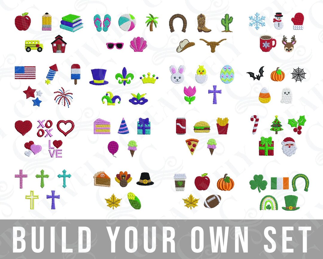 Build Your Own Mini Machine Embroidery Design Bundle, 5 Mini Design ...