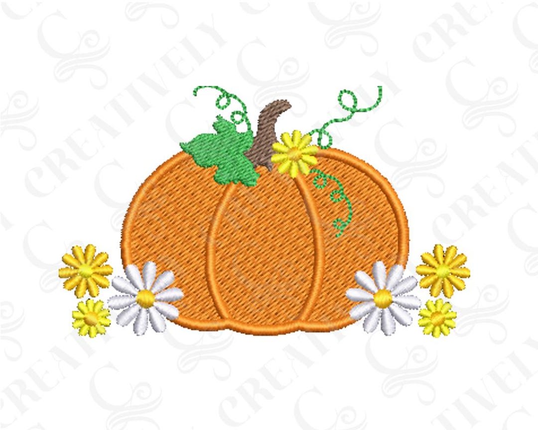 Pumpkin Fall Flowers Machine Embroidery Design, Halloween Pumpkin ...