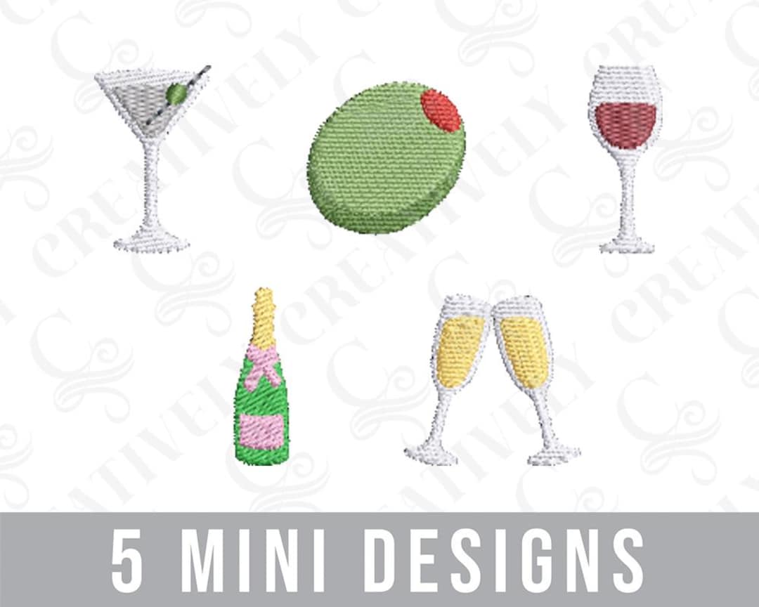 Cocktail Mini Embroidery Machine Embroidery Design Bundle, Quick Stitch ...