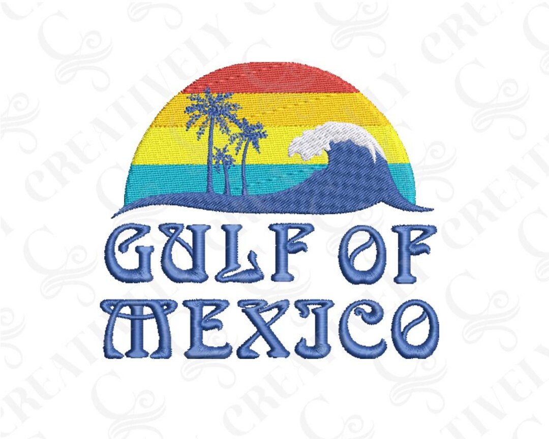 Gulf of Mexico Retro Sunset Machine Embroidery Design Download, 4 Sizes ...