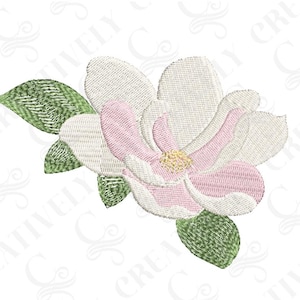 Magnolia Flower Botanical Embroidery Design, Louisiana Magnolia ...