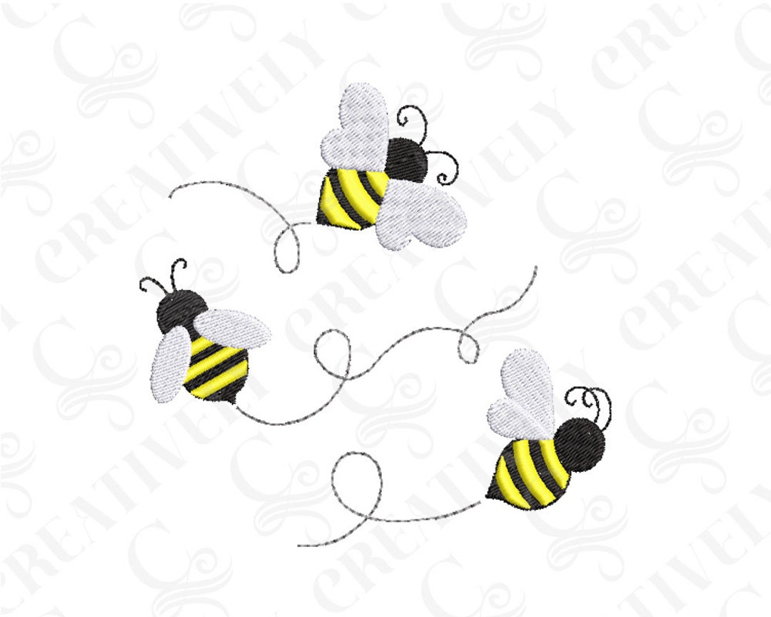 Bee Embroidery Design, Bumble Bee Design, Honeybee Design, 4 Sizes ...