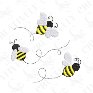 Bee Embroidery Design, Bumble Bee Design, Honeybee Design, 4 Sizes, Spring Embroidery Design ...