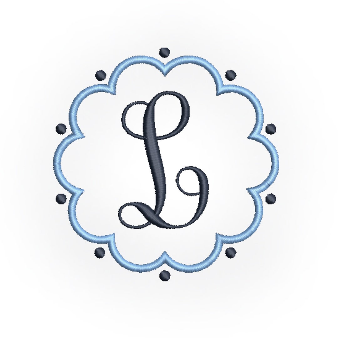 Scallop Monogram Frame With Dots, Monogram Frame, Embroidery File ...