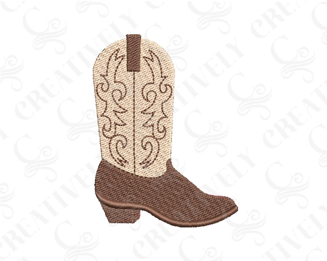 Cowboy Boot Embroidery Design, 6 Sizes, Two-tone Cowboy Boot, Western ...