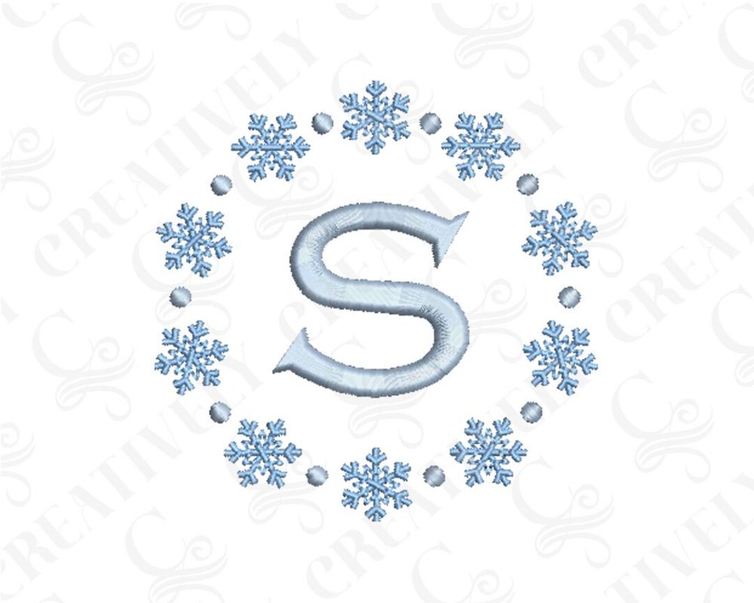 Snowflake Winter Monogram Embroidery Frame Machine Embroidery Design, 4 ...