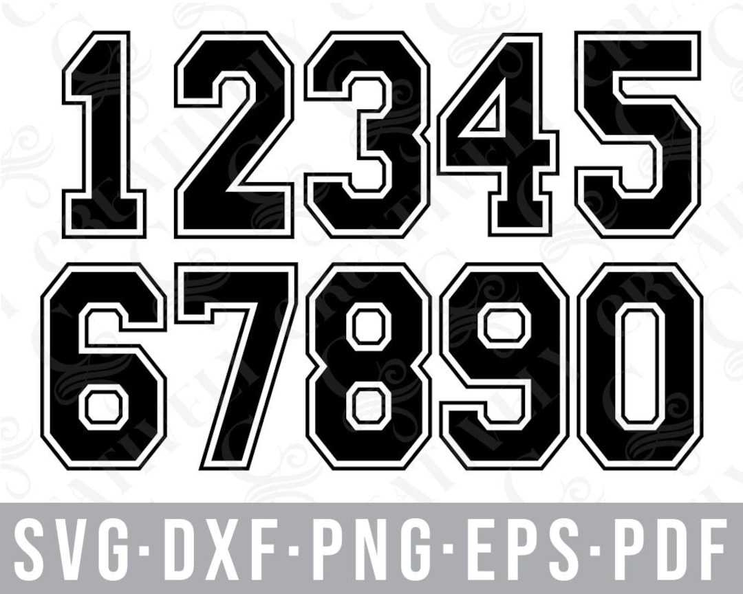 Sports Jersey Numbers SVG PNG DXF Eps Pdf Files, Cut Files for Cricut ...