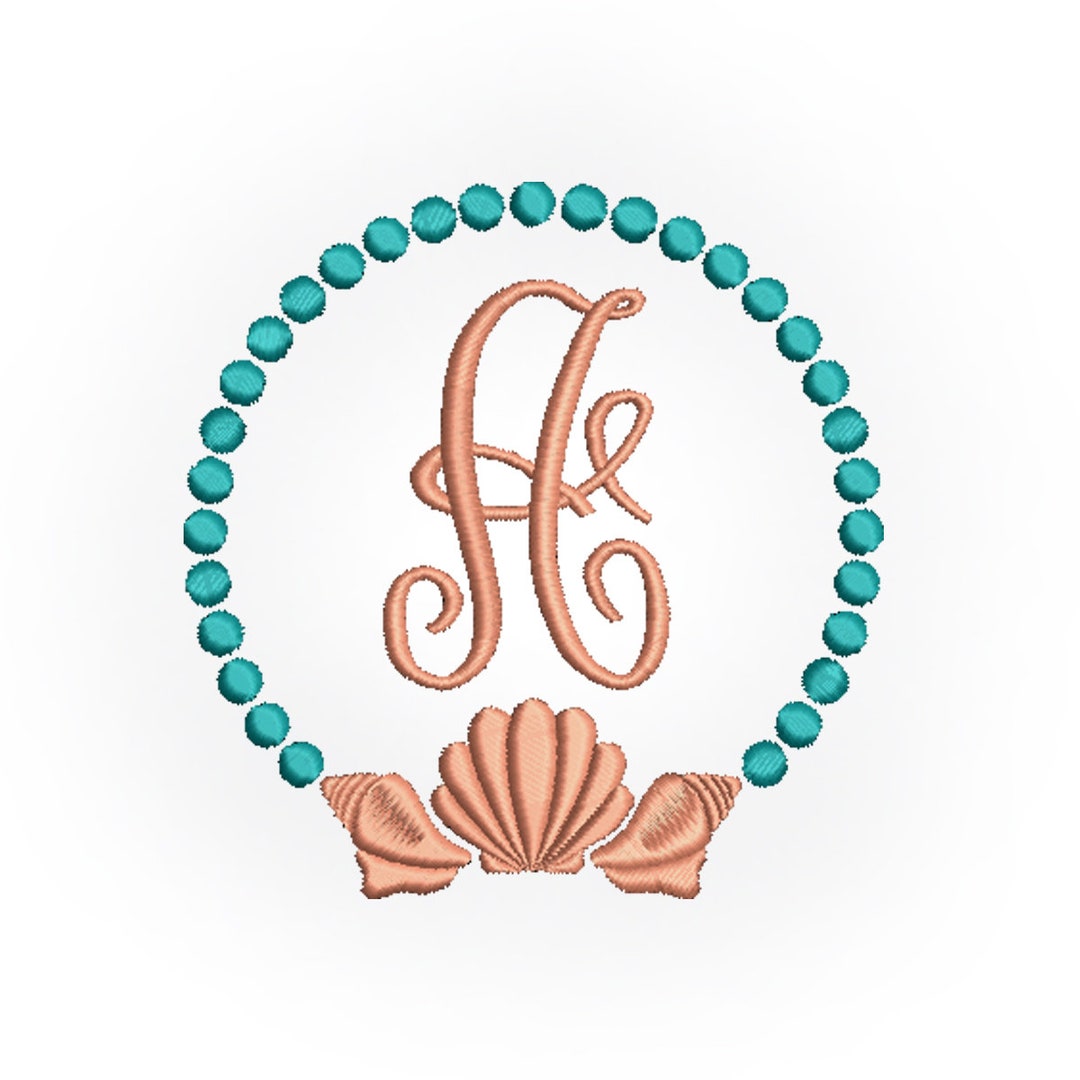 Seashell Monogram Frame, Monogram Frame, Embroidery File Download ...