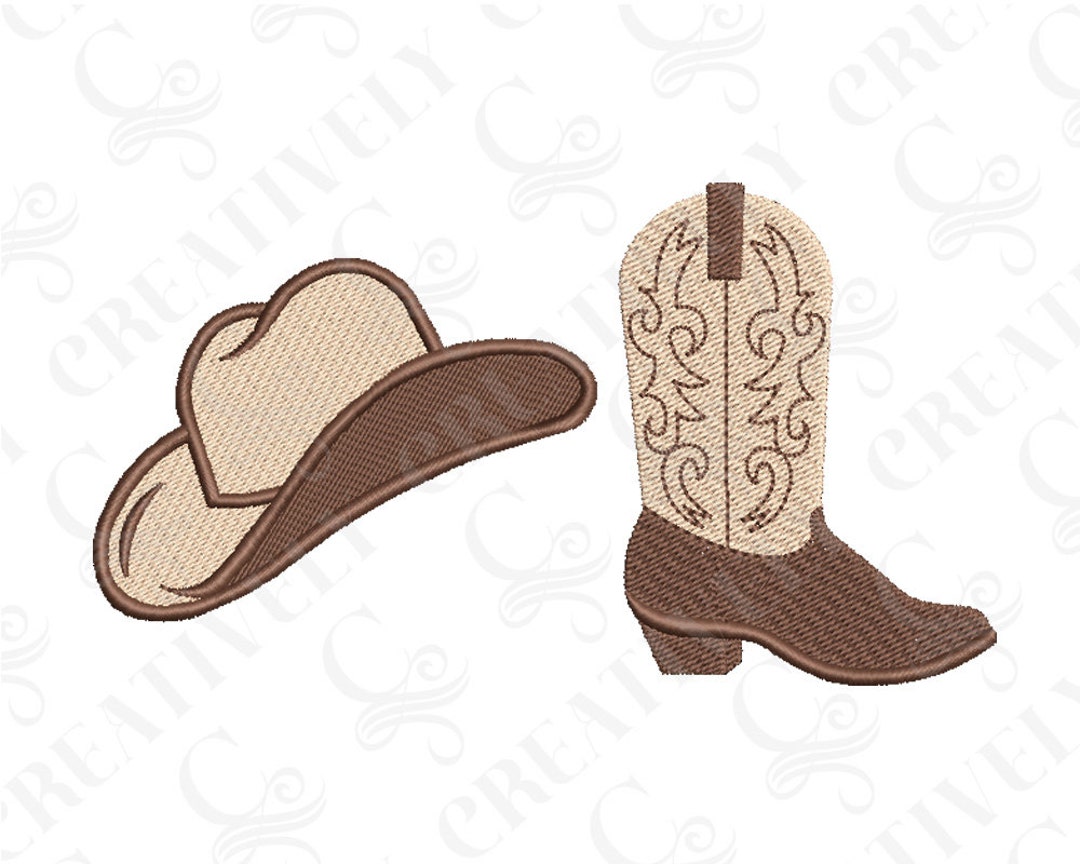 Cowboy Boot Cowboy Hat Embroidery Design Bundle, Two-tone Cowboy Boot ...
