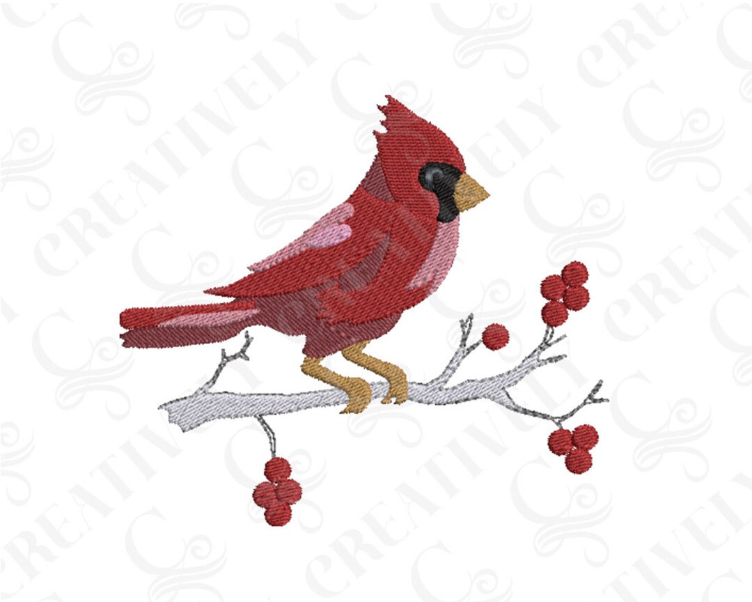 Christmas Cardinal Bird Embroidery Design, 3 Sizes, Cardinal Embroidery ...