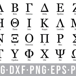 Greek Letters SVG PNG DXF Eps Pdf Files, Complete Greek Alphabet, Cut ...