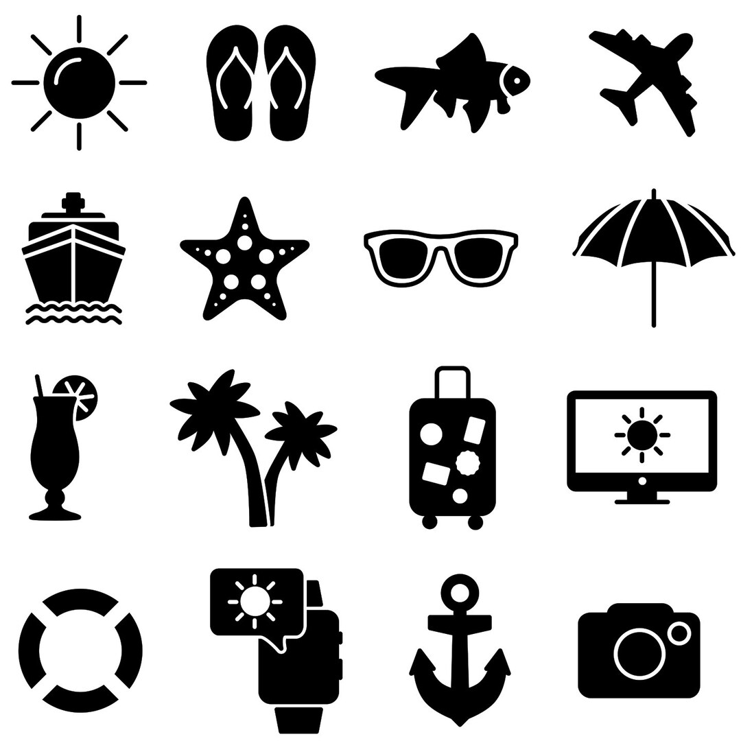 Vacation Icons Bundle SVG PNG DXF Files, Cut Files for Cricut ...