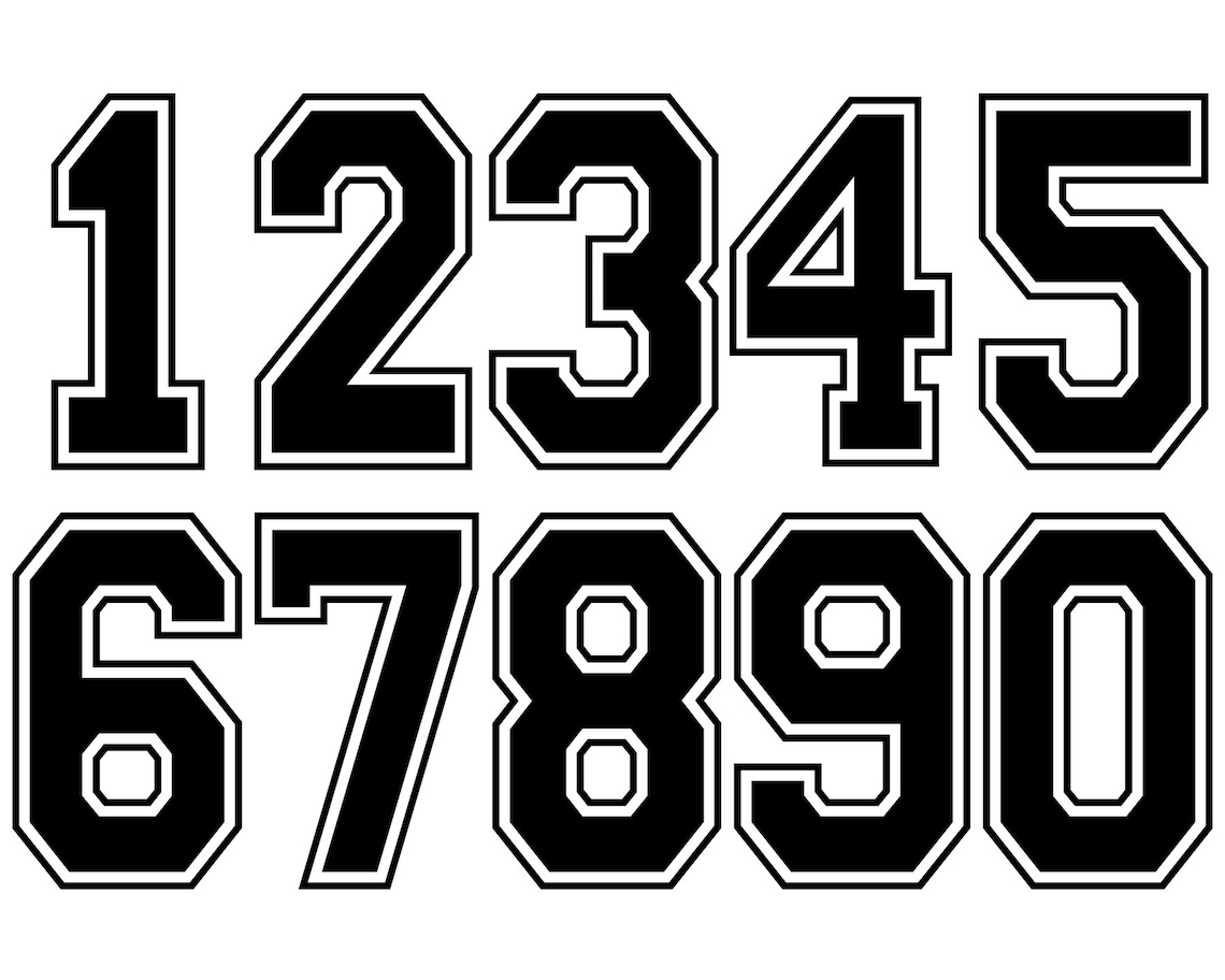 Sports Jersey Numbers SVG PNG DXF Eps Pdf Files, Cut Files for Cricut ...