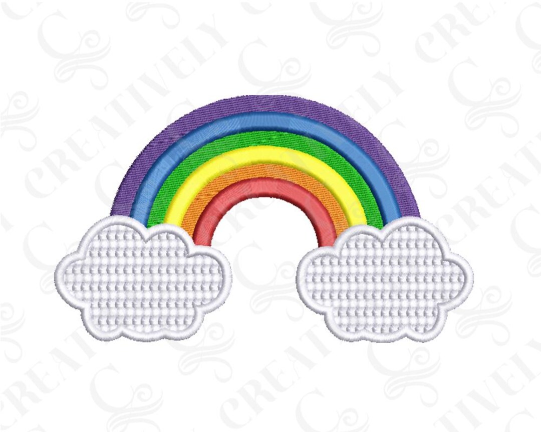 Rainbow Machine Embroidery Design, 4 Sizes, Rainbow With Clouds, Cute ...
