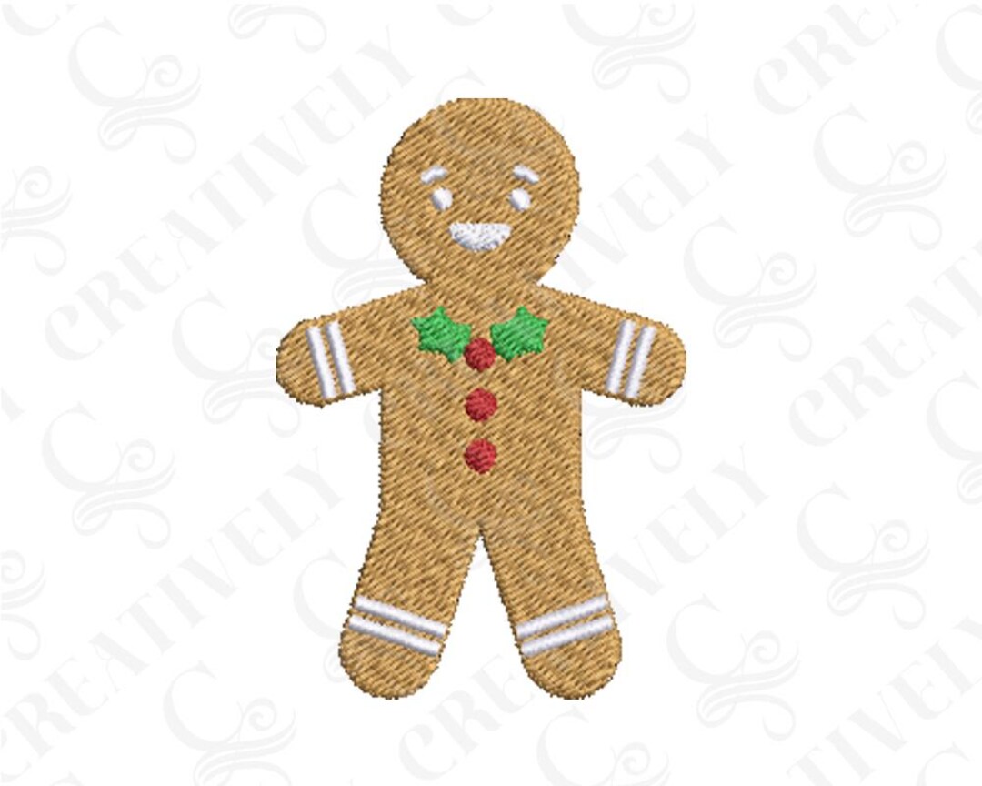 Christmas Gingerbread Man Machine Embroidery Design, 4 Sizes, Christmas ...