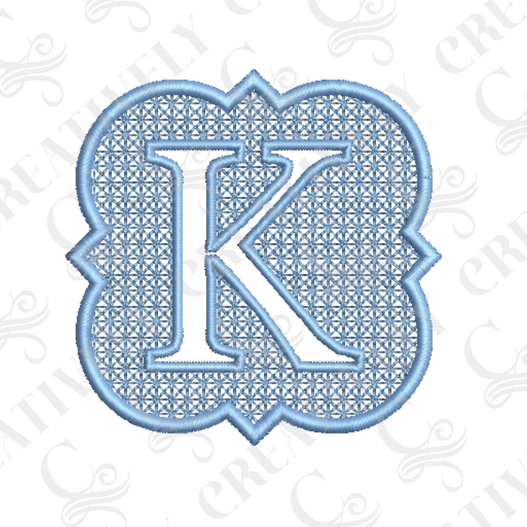 Embossed Letter K Machine Embroidery Monogram, Monogram for Towels ...