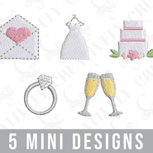 Wedding Bride Mini Machine Embroidery Design Bundle, 5 Mini Designs ...