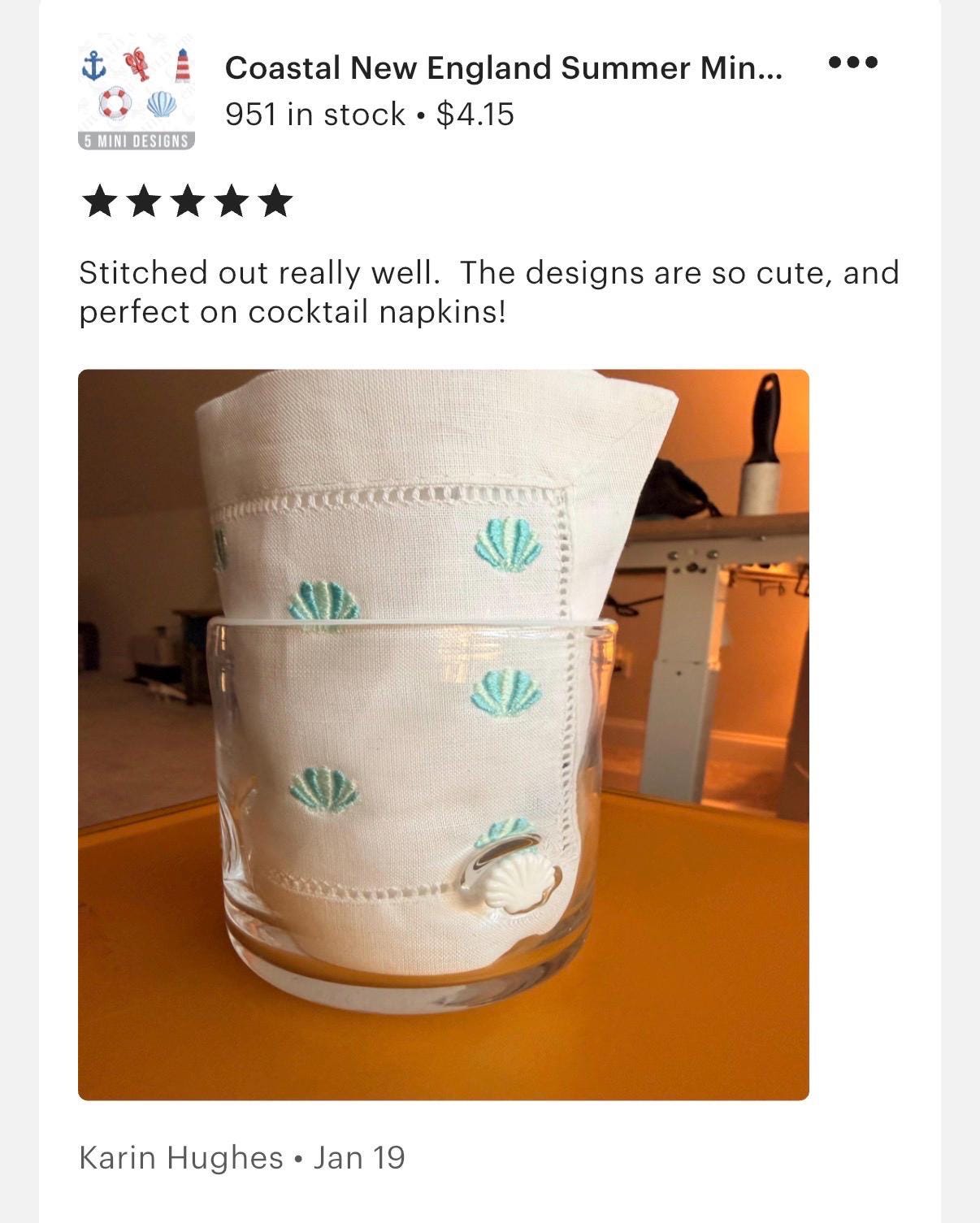 Coastal New England Summer Mini Embroidery Design Bundle, 5 Coastal ...