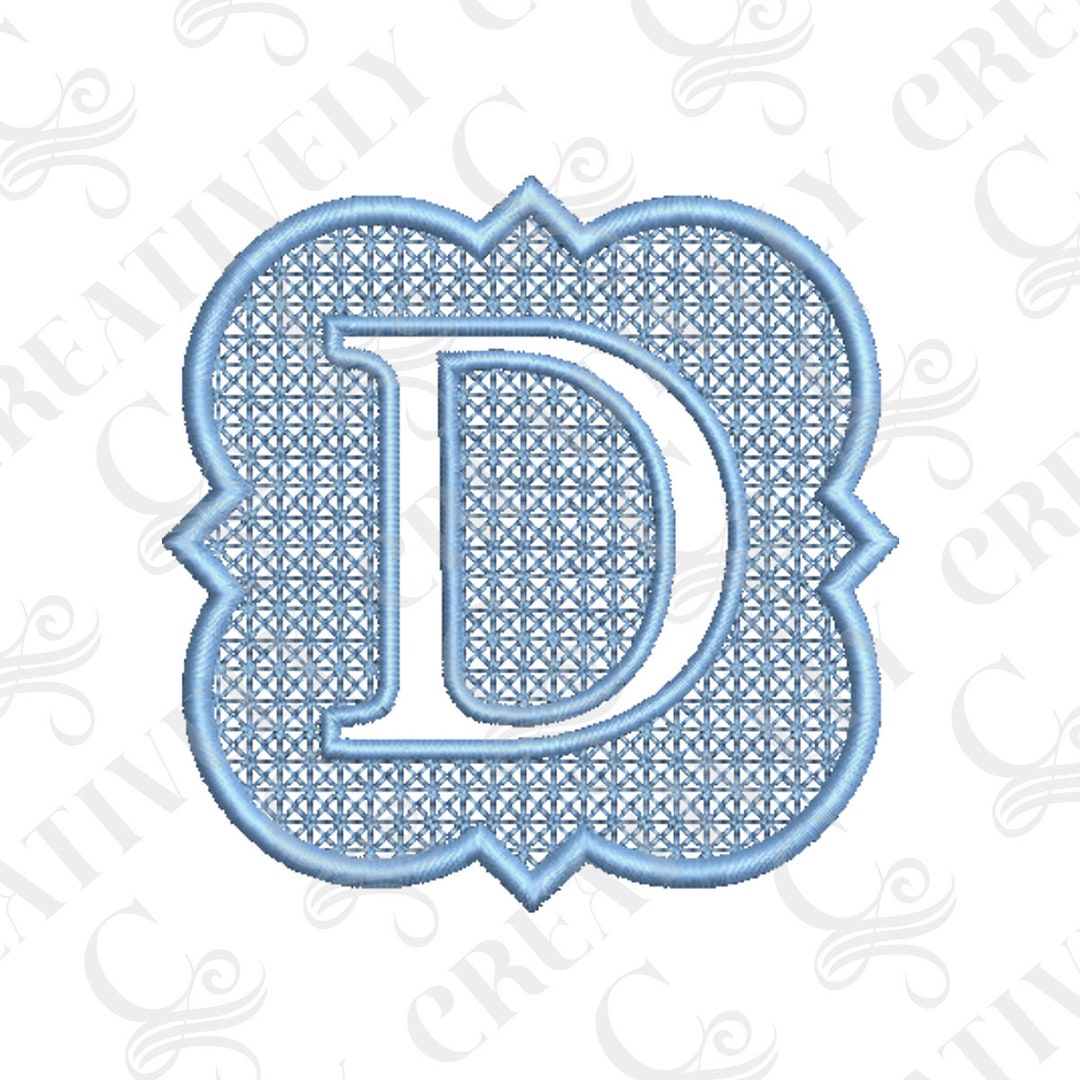 Embossed Letter D Machine Embroidery Monogram, Monogram for Towels ...