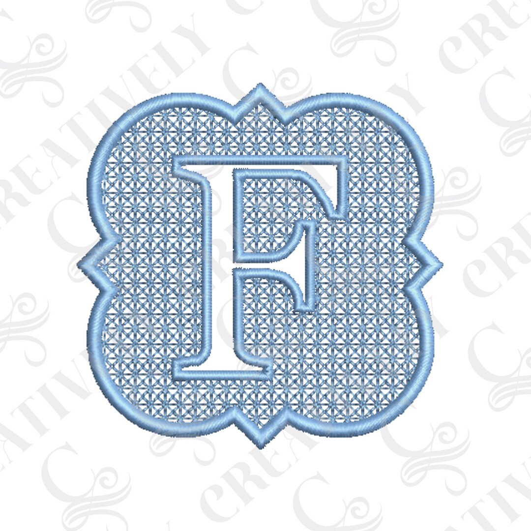 Embossed Letter F Machine Embroidery Monogram, Monogram for Towels ...