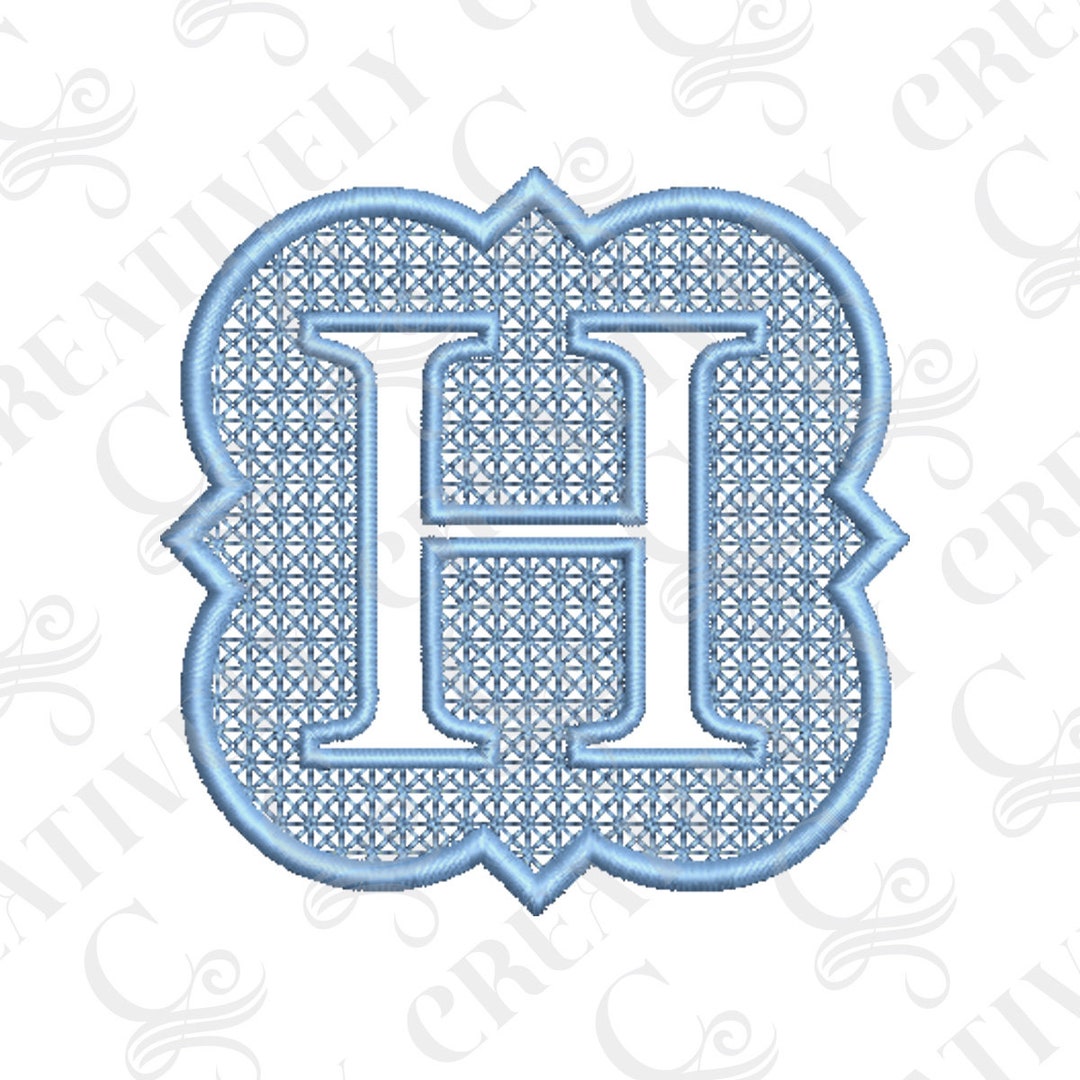 Embossed Letter H Machine Embroidery Monogram, Monogram for Towels ...