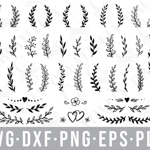 50 Leaves SVG Bundle, Hand Drawn Leaves SVG, Plant Svg, Paper Leaves ...
