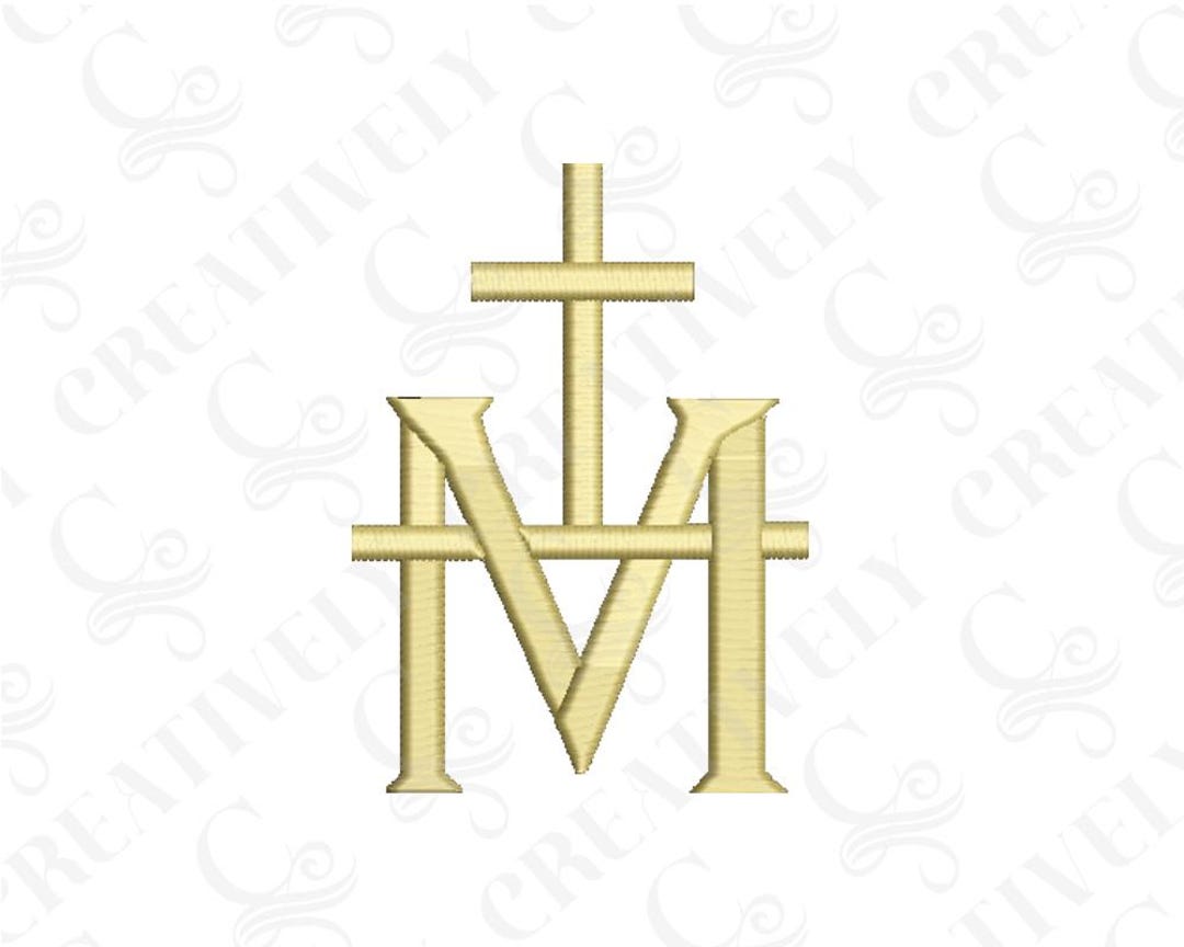 Catholic Cross Mary Miraculous Medal Embroidery File Download, 5 Sizes ...