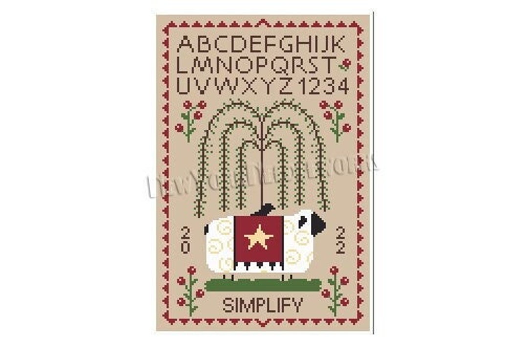 Simplify Sampler, Sheep Sampler, Primitive Cross Stitch, Sheep Cross ...