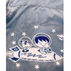 Retro Space Boy and Dog, Rocket Cross Stitch, Space Cross Stitch, Cross ...