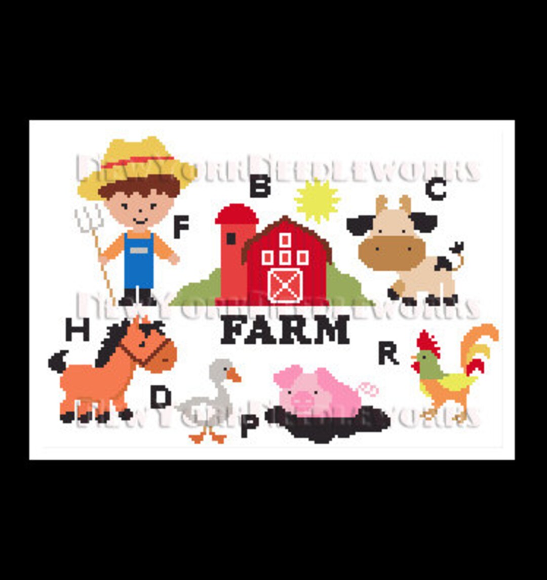 Farm Cross Stitch, Farm Animals, Animals Cross Stitch, Children's Cross ...