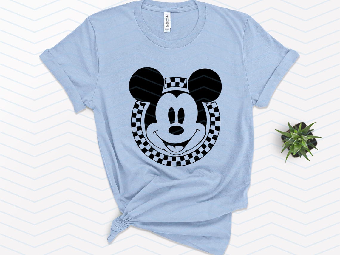 Checkered Mouse Ears PNG, Retro Mickey Minnie Cut Files (digital ...