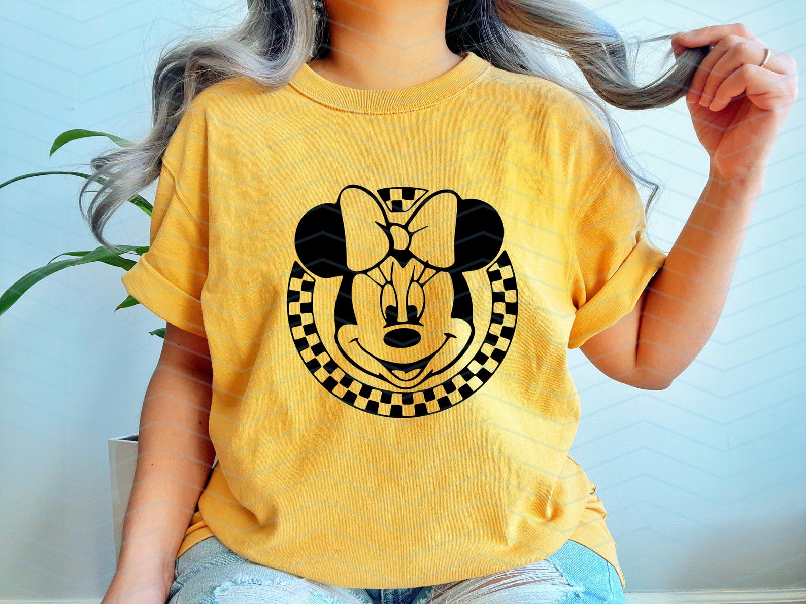 Checkered Mouse Ears PNG, Retro Mickey Minnie Cut Files (digital ...