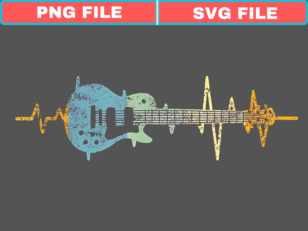 Heartbeat of a Guitarist Svg, Retro Guitar Lover Gift Guitar Vibes Png ...