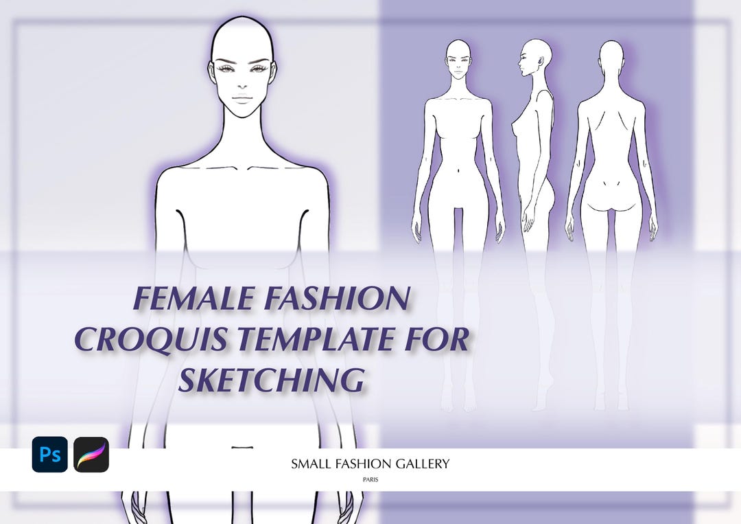 Sketching Female Fashion Croquis - Front, Side & Back Views | Digital ...