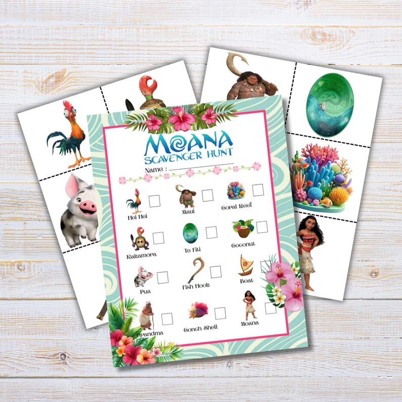 Moana Scavenger Hunt Printable, Hawaiian Party Game, Luau Birthday ...